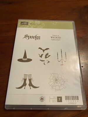 Stampin Up WICKED COOL Cling Stamps Set Halloween Spooky Witch Bats | eBay