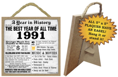 1991 A Year in History Birthday Fun Facts Sign Hang or Stand Great Gift ...