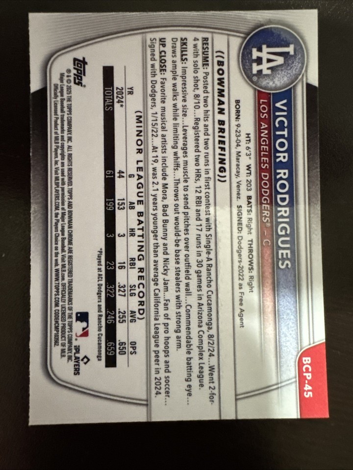 Victor Rodriguez 2025 Bowman Chrome Mega Box Mojo Refractor #BCP-45 ...