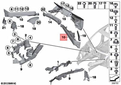 Genuine BMW Engine Compartment Panel Bulkhead Rear Left Upper OE ...