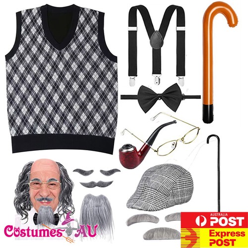 Boys Grandpa Little Old Man Cosplay Costume Party Kids Outfit 100 Days ...
