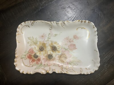 Vintage Haviland Limoges France H & L Co Tray Floral Design Gold Trim ...