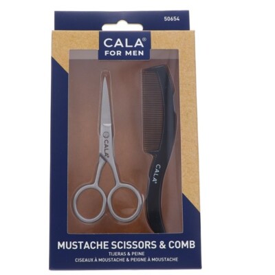 Cala For Men Mustache Scissors & Comb Set - Premium Quality Grooming ...
