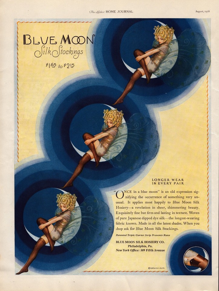 1926 BLUE MOON Silk Stockings Hosiery Fairy Fashion Décor Ephemera 20's Print Ad | eBay