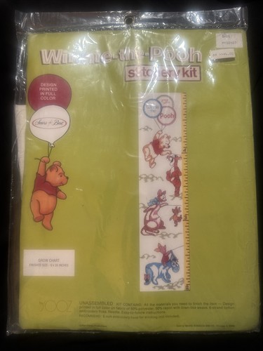 Vtg Sears Winnie The Pooh Growth Chart Stitchery Kit By Sooz Cross ...