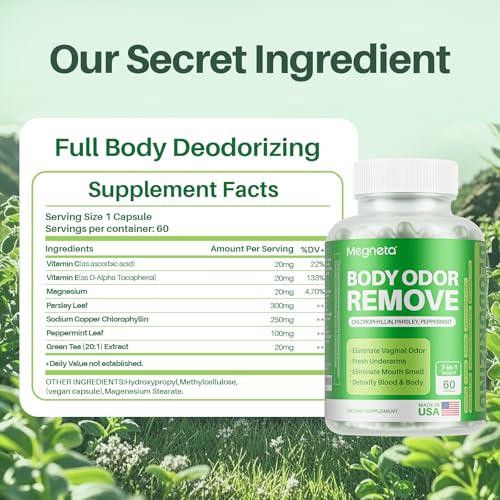 MEGNETA Body Deodorizing Supplement, Natural Internal Odor Control ...