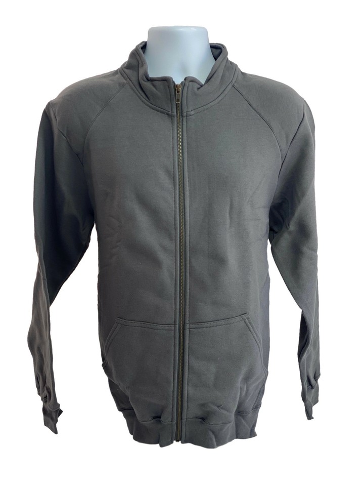 Men's Cadet Collar Full Zip Sweatshirt Jacket by GILDAN Charcoal Gray ...