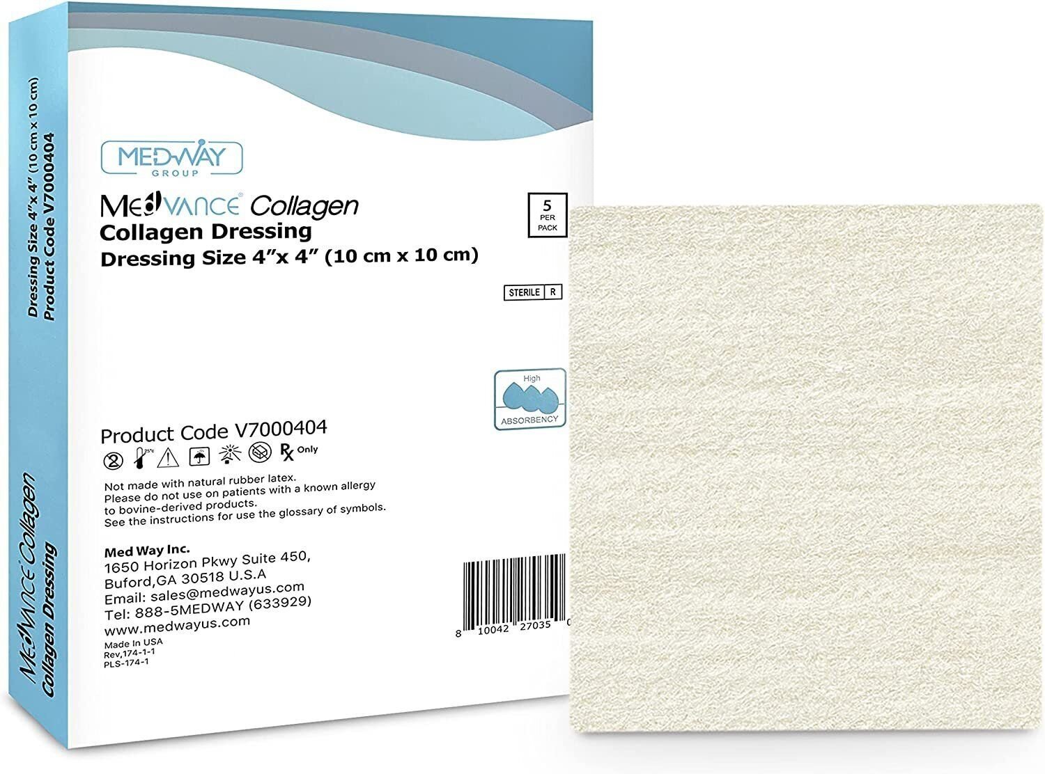 MedVance Collagen Non-Adhesive Wound Dressing, 4"x4", Box of 5 - Bloomble