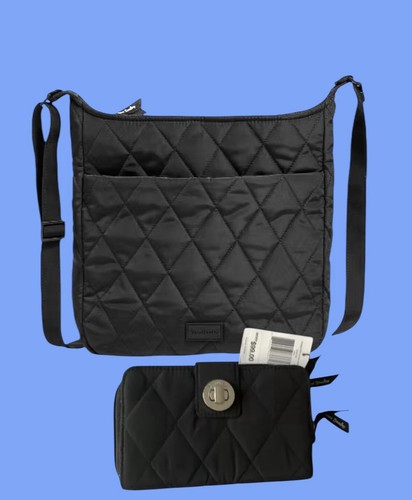 Vera Bradley Black Quilted Crossbody Purse & Matching RFID Wallet ...
