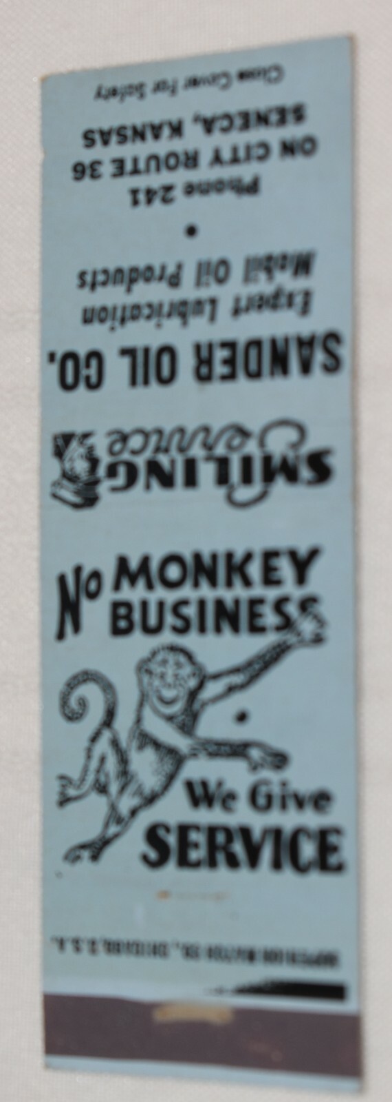Sander Oil Co. Seneca Kansas Monkey 20 Strike Matchbook Cover | eBay
