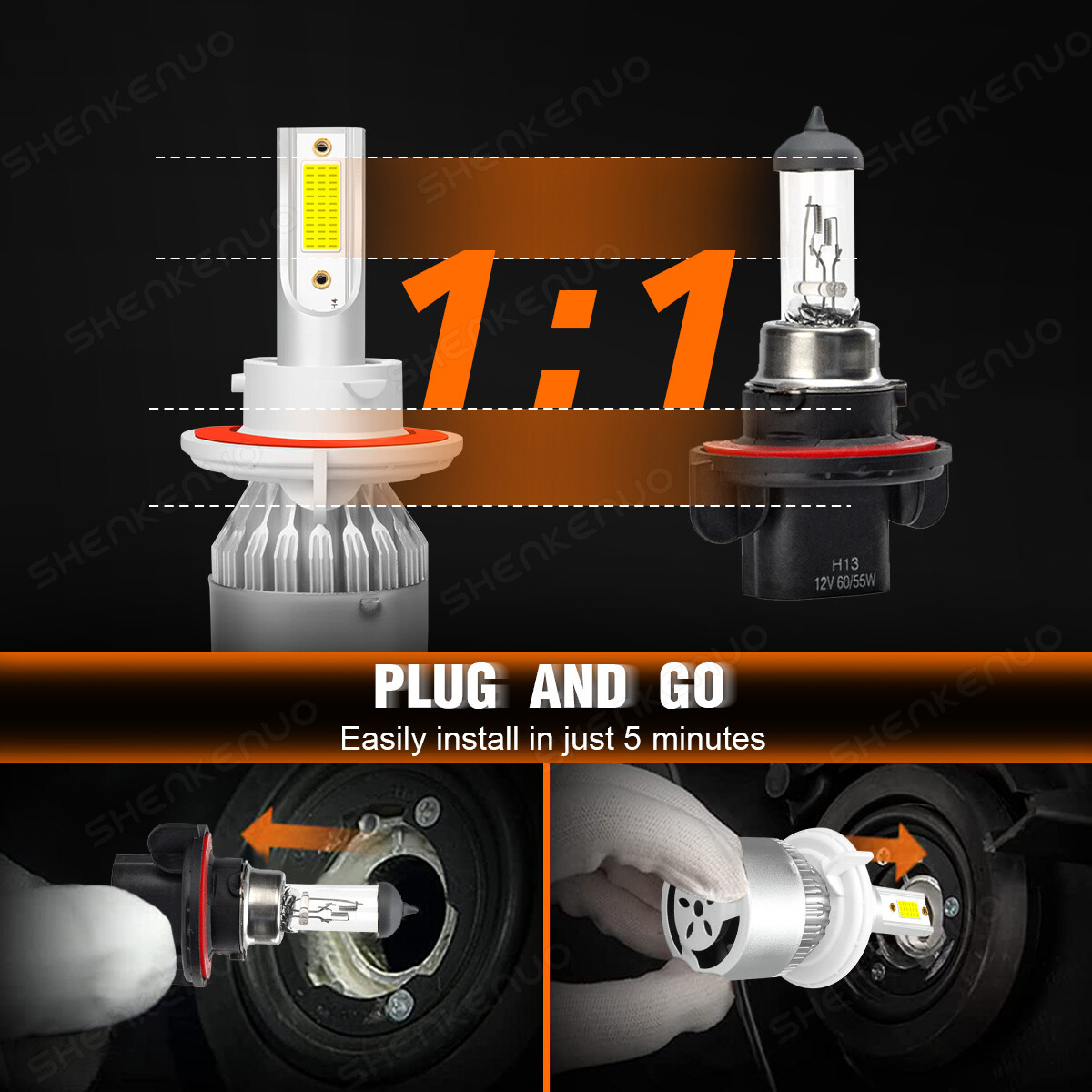 For 2004-2014 Ford F-150 6000K LED Headlight Bulbs Kit High Low Beam ...