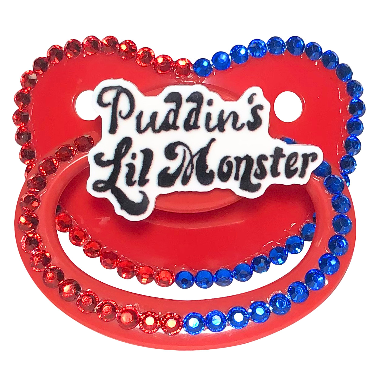 Baby Bear Pacis Adult Pacifier, "Puddin's Lil Monster" Red Harley Quinn ...