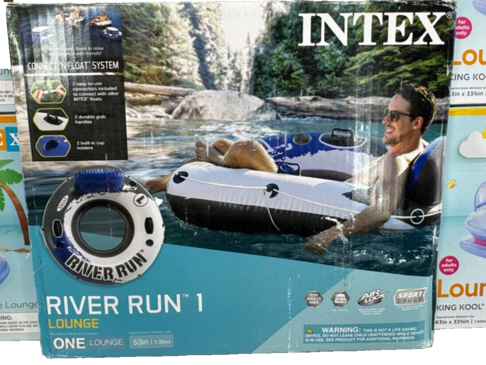 Intex River Run 1 Float And 4 King Kool Inflatable Pool Lounge Lot Set ...