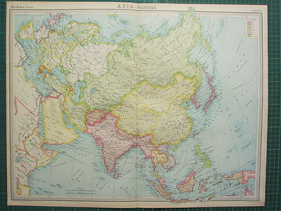 1921 LARGE MAP ~ ASIA POLITICAL ARABIA INDIA CHINA INDIA JAPAN ...