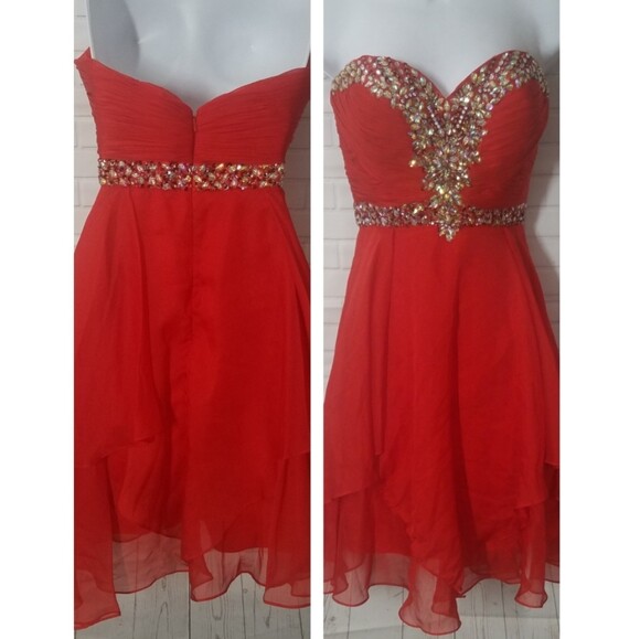 Cinderella Red Rhinestone Party, Prom Dress - Gem
