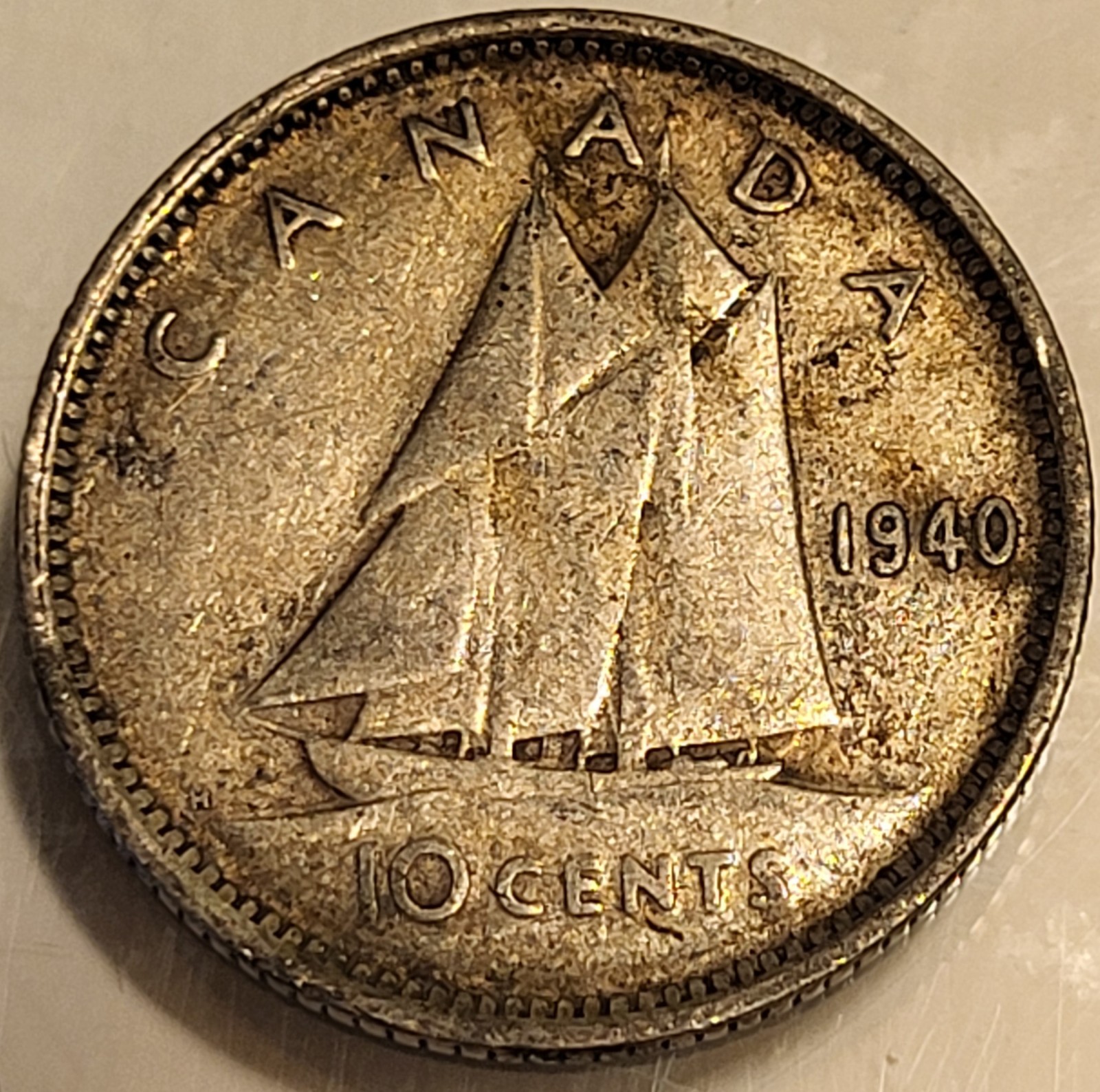 1940 Canada Silver 10 Cent Coin! Beautiful Vintage Tinted Coin | eBay