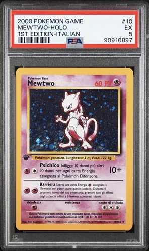 2000 Pokemon ITALIAN 1st Edition Base Set Mewtwo Holo 10/102 PSA 5 EX ...