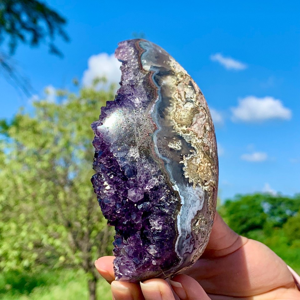 1.46LB Natural Amethyst geode quartz cluster crystal specimen Healing ...