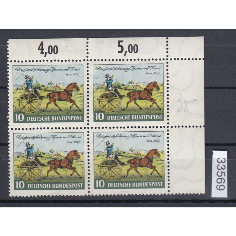 Bund 1952, Mich.-Nr.: 160 ** Corner edge of 4-piece block, corner 2 ...