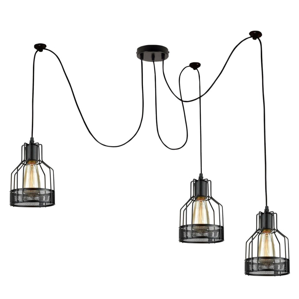 Ceiling Spider Light Fitting Industrial Chandelier Lamp Cage Hanging ...