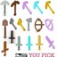 Lego Minecraft Minifigure Weapons Utensils Axe Shovel Arrow Bow Sword ...
