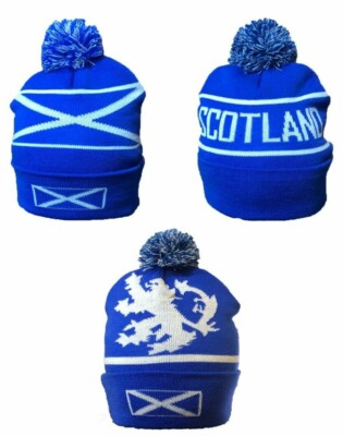 SCOTLAND Beanie Bobble Winter Hat / Knitted Bobble Hat Men's Women's ...
