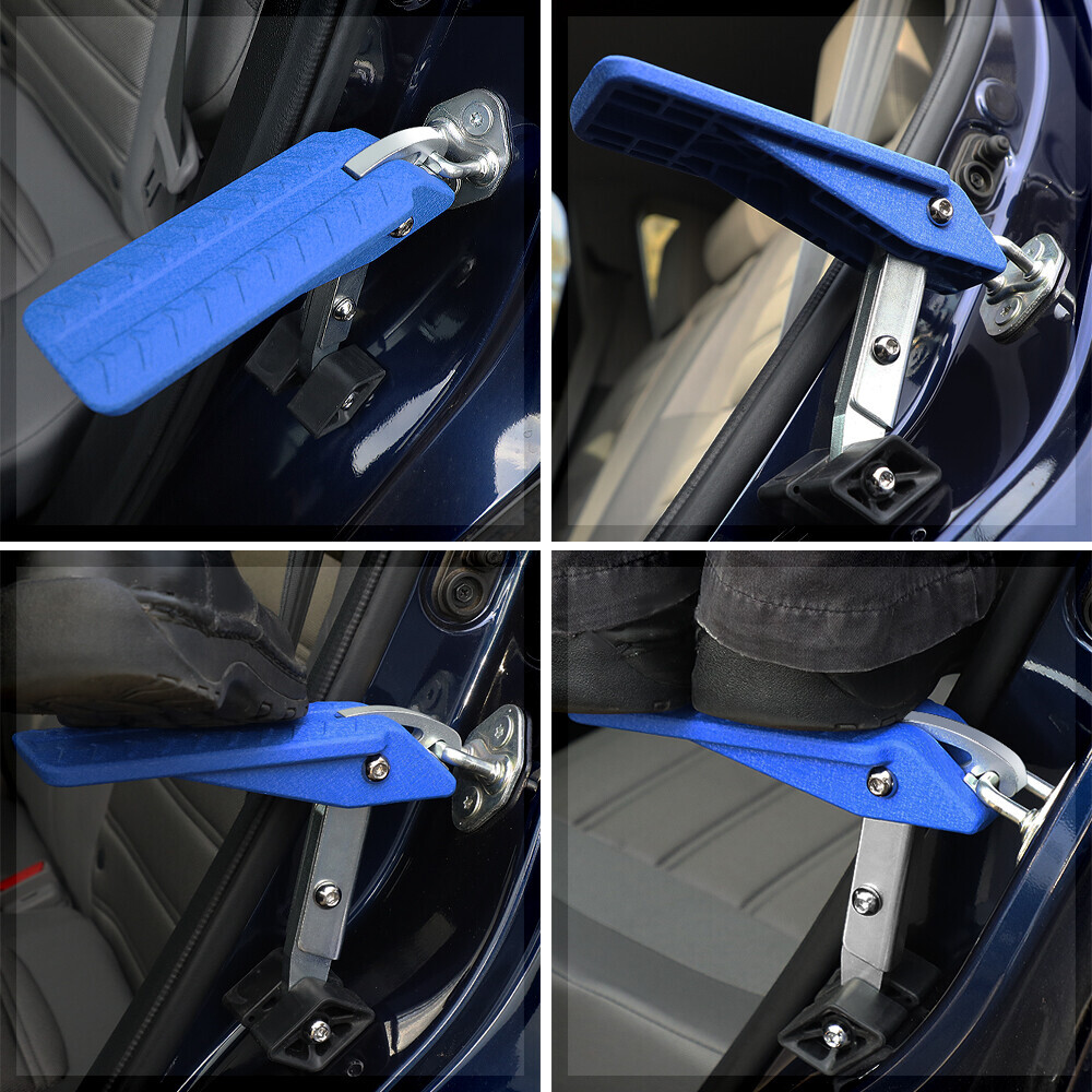 Blue Universal Adjustable Folding Car Door Latch Hook Foot Pedal Ladder ...