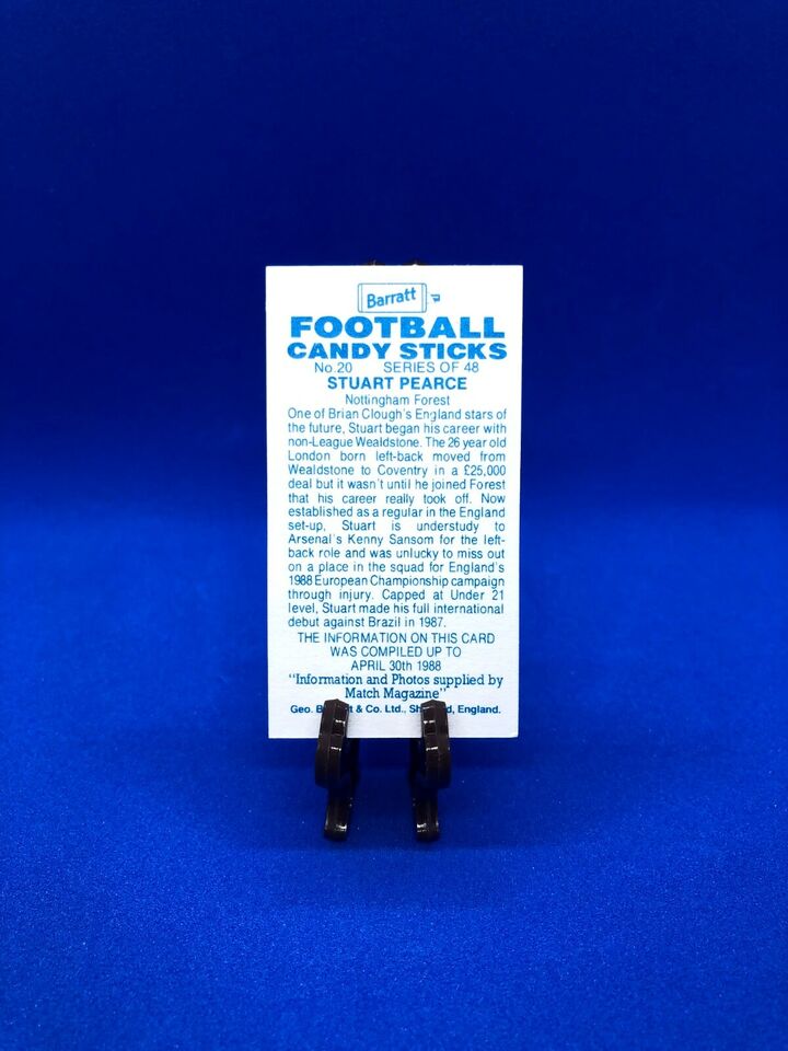 STUART PEARCE early (Nottingham Forrest) Geo. Bassett/ Barratt Football ...