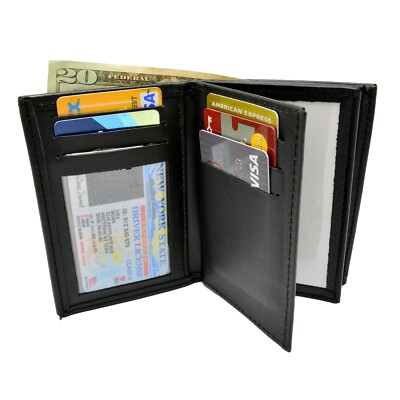 Federal Style Double ID Black Leather Wallet BOP DHS Border Patrol ...