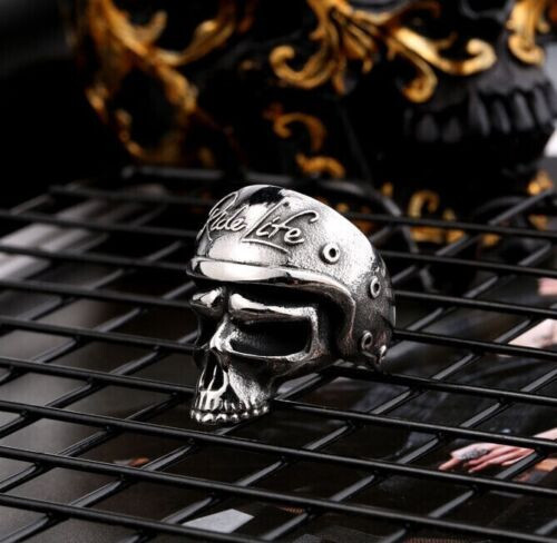 Domineering Vintage Ride Life Skull Titanium Steel Biker Punk Biker Men ...