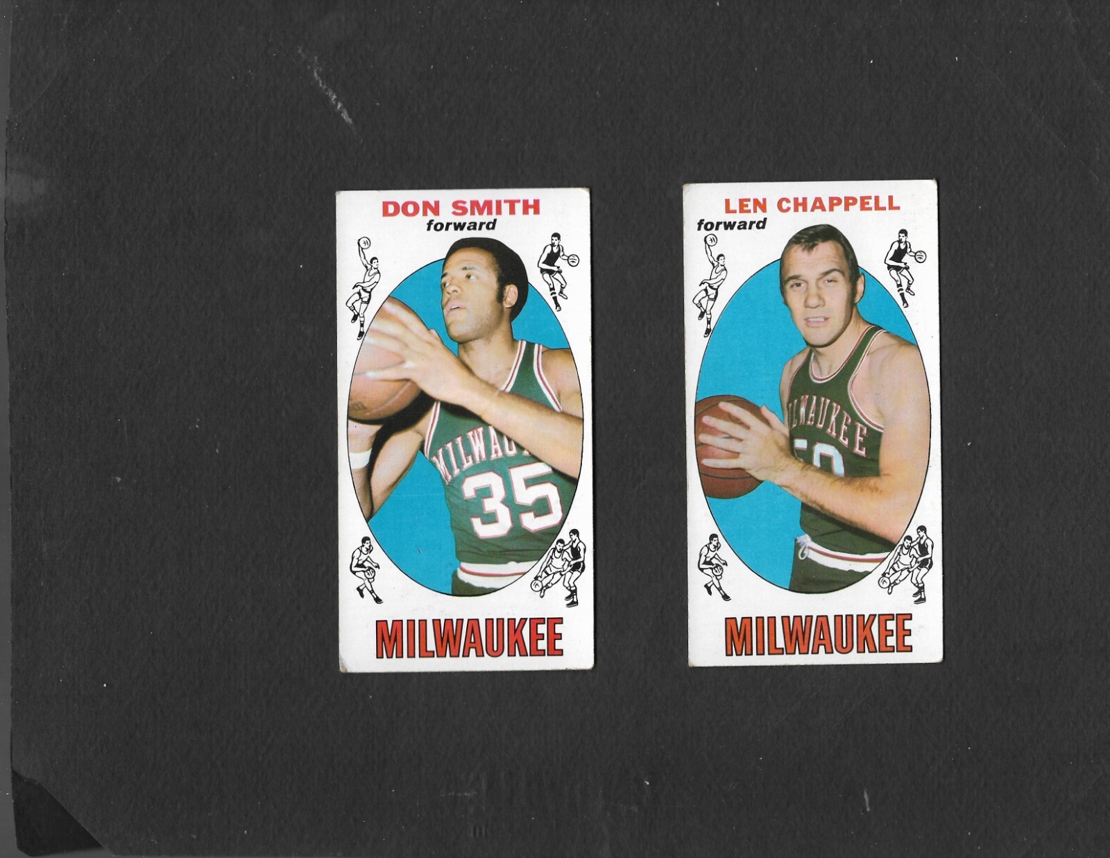 1969-70 Topps Milwaukee Bucks #52 Don Smith & #68 Len Chappell 2 Card ...