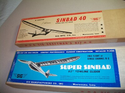 SIG Sinbad Towline or RC glider balsa model airplane kits (2 kits ...