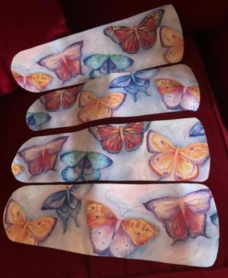BEAUTIFUL CUSTOM BUTTERFLY BUTTERFLIES DECORATED CEILING FAN COTTON ...