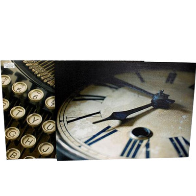 VINTAGE CANVAS WALL ART TYPE WRITER CLOCK HANGING DECOR GIFT RETRO ...
