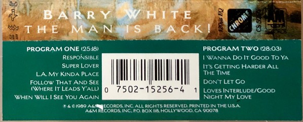 Barry White - The Man Is Back! (Cass, Album, ooo) (Very Good Plus (VG+ ...