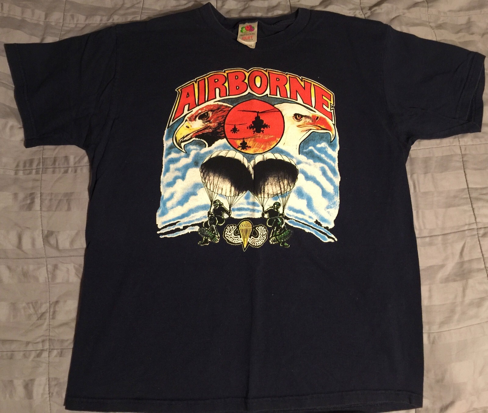 Airborne Paratrooper vintage T shirt sz LARGE dark bl… - Gem