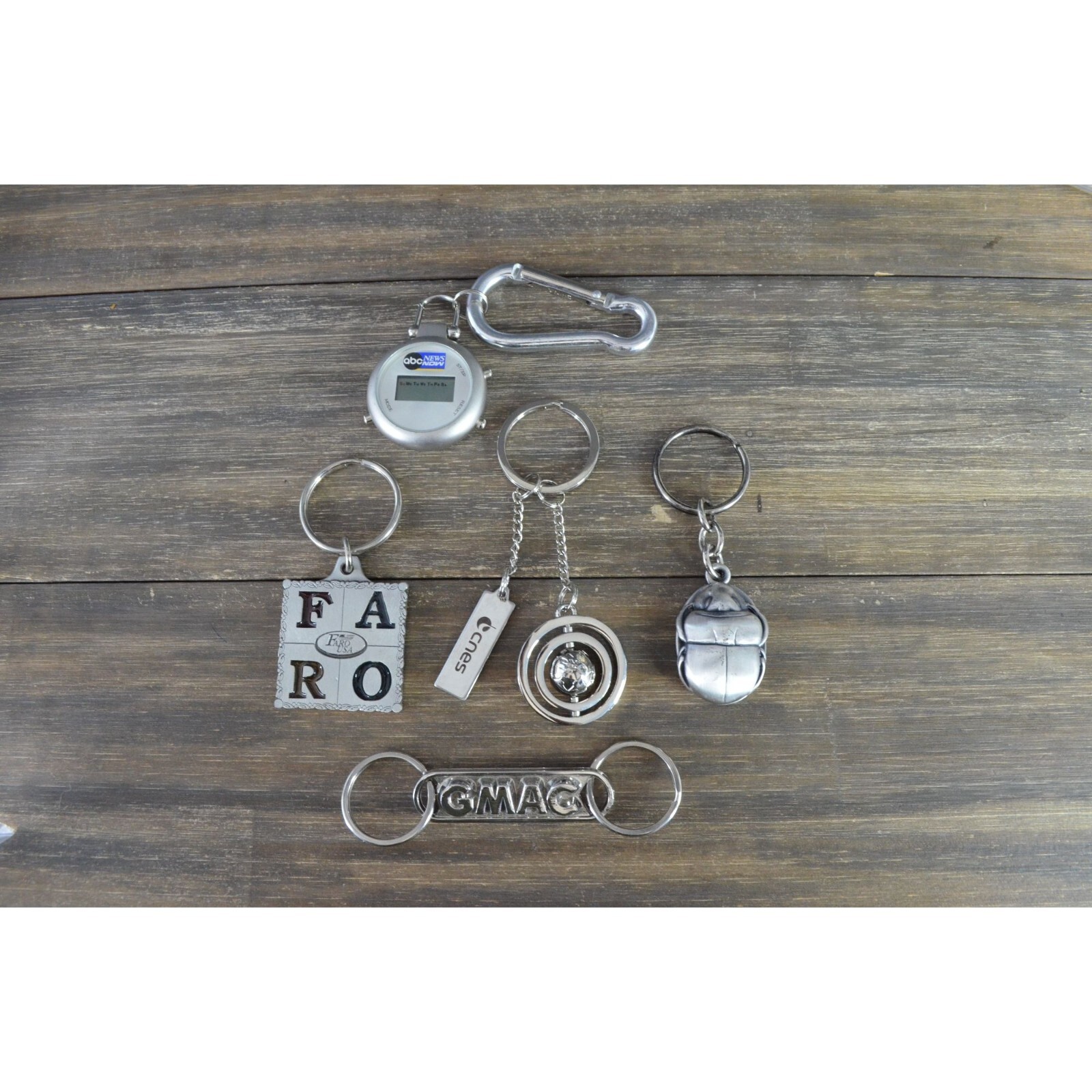 Silver Tone Keychain Lot Random Scarab GMAC ABC News Other | eBay