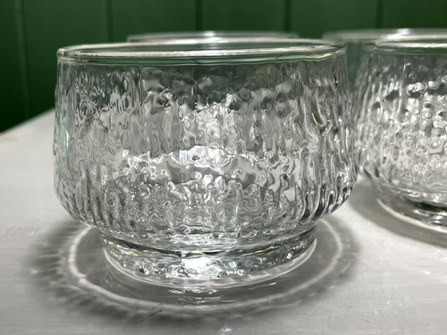 SET OF 6 RETRO RAVENHEAD SIESTA BARK TEXTURE CLEAR GLASS DESSERT BOWLS ...