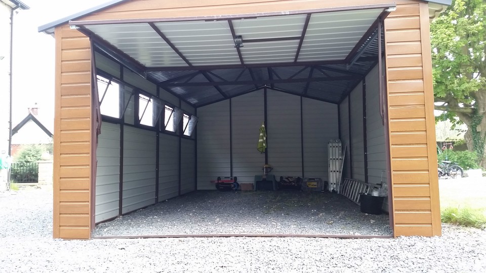 Wood Effect Garage 12x20ft for Car, Motorcycle or Equipment Workshop ...