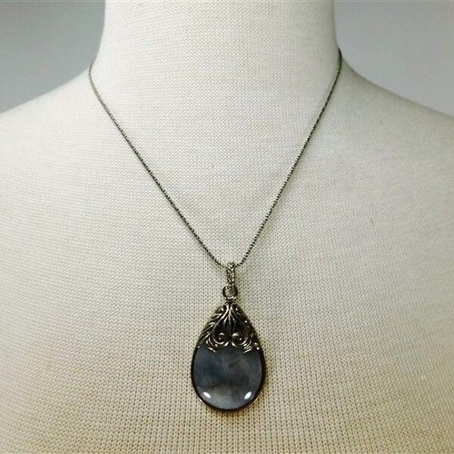 131/7 Sterling Barse 925 Thailand 22in w/ Sterling Pendant with Black ...