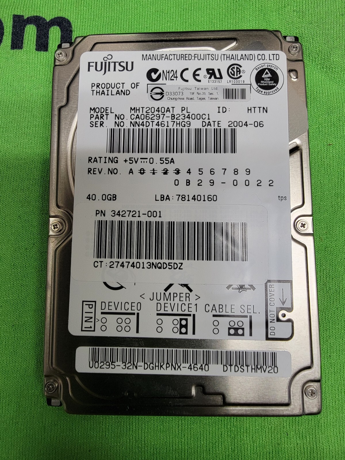 Fujitsu 40 GB,Internal,4200 RPM,2.5" MHT2040AT Hard Drive HDD 4407935 ...