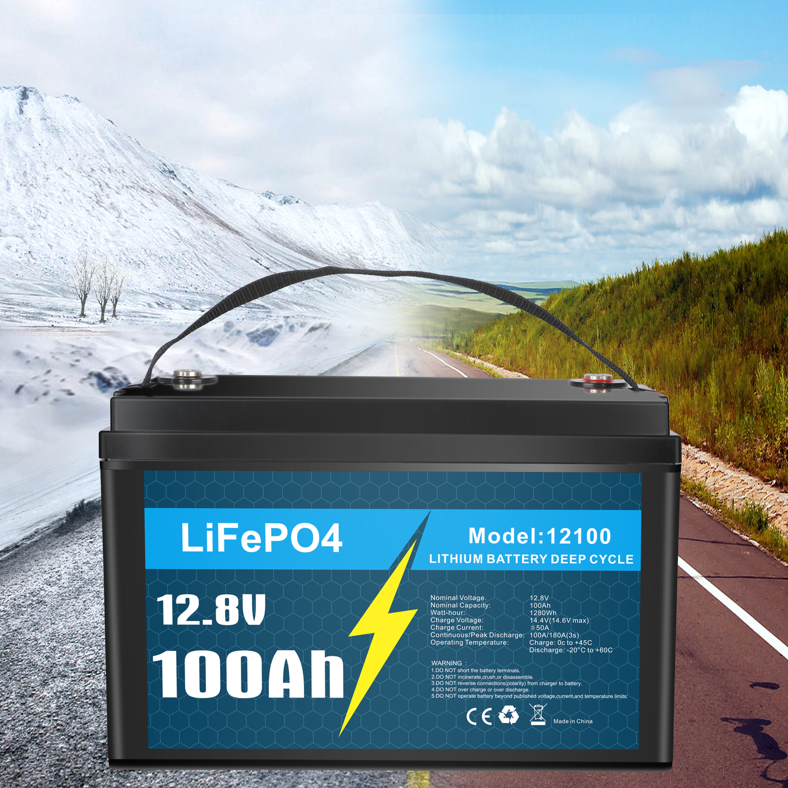 New 12V 100Ah LiFePO4 Lithium Battery 100A | Grelly USA