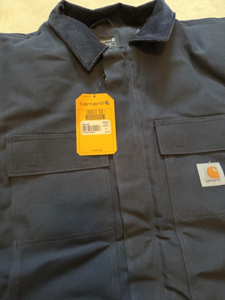 Carhartt Firm Duck Insulated Traditional Coat NAVY Loose Fit LARGE ...