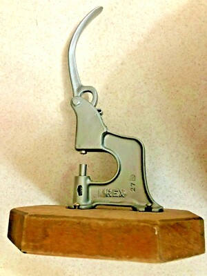 Antique Rex 27 Cast Iron Eyelet Press On Wood Base - Made In USA. | eBay