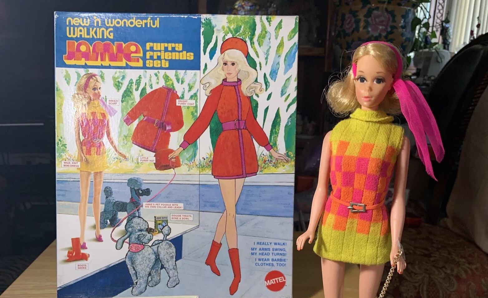 Vintage Mattel Barbie Walking Jamie Furry Friends Set #1584 for sale ...