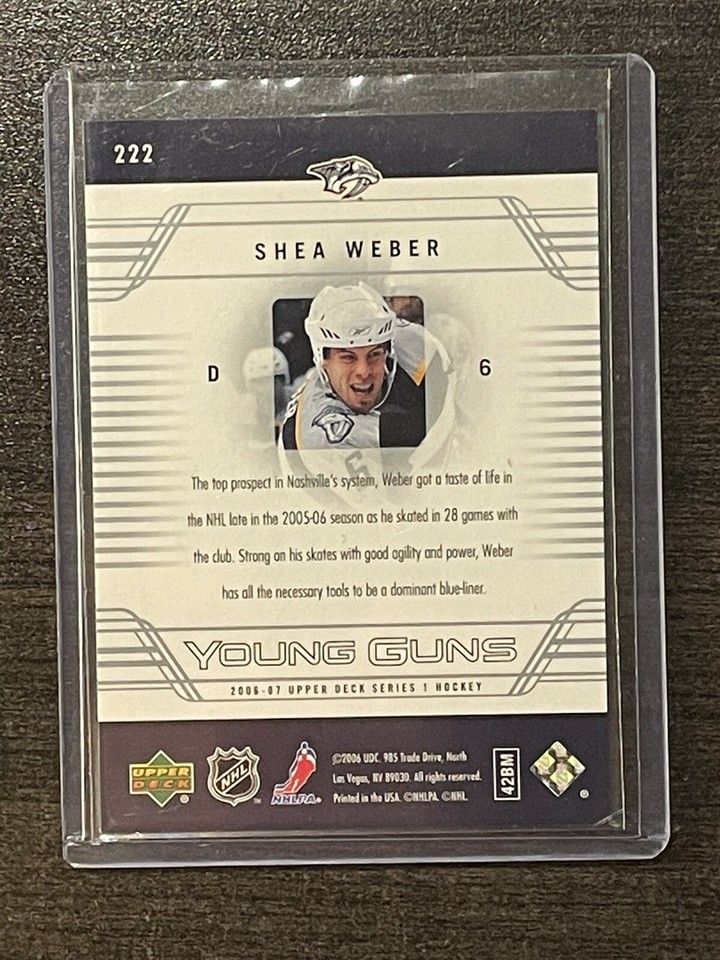 2006-07 Upper Deck Series 1 Hockey SHEA WEBER #222 Young Guns Rookie | eBay