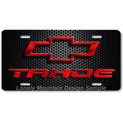 Chevy Tahoe Inspired Art Red on Mesh FLAT Aluminum Novelty License Tag ...