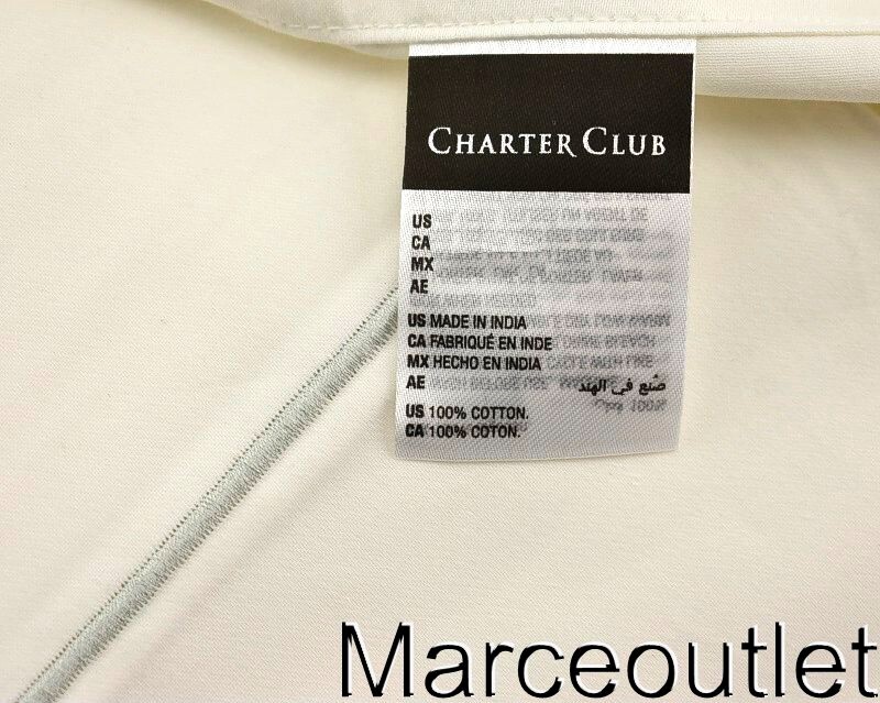 Charter Club Damask Embroidered Hem 550 TC FULL Sheet Set Smoke Gray | eBay