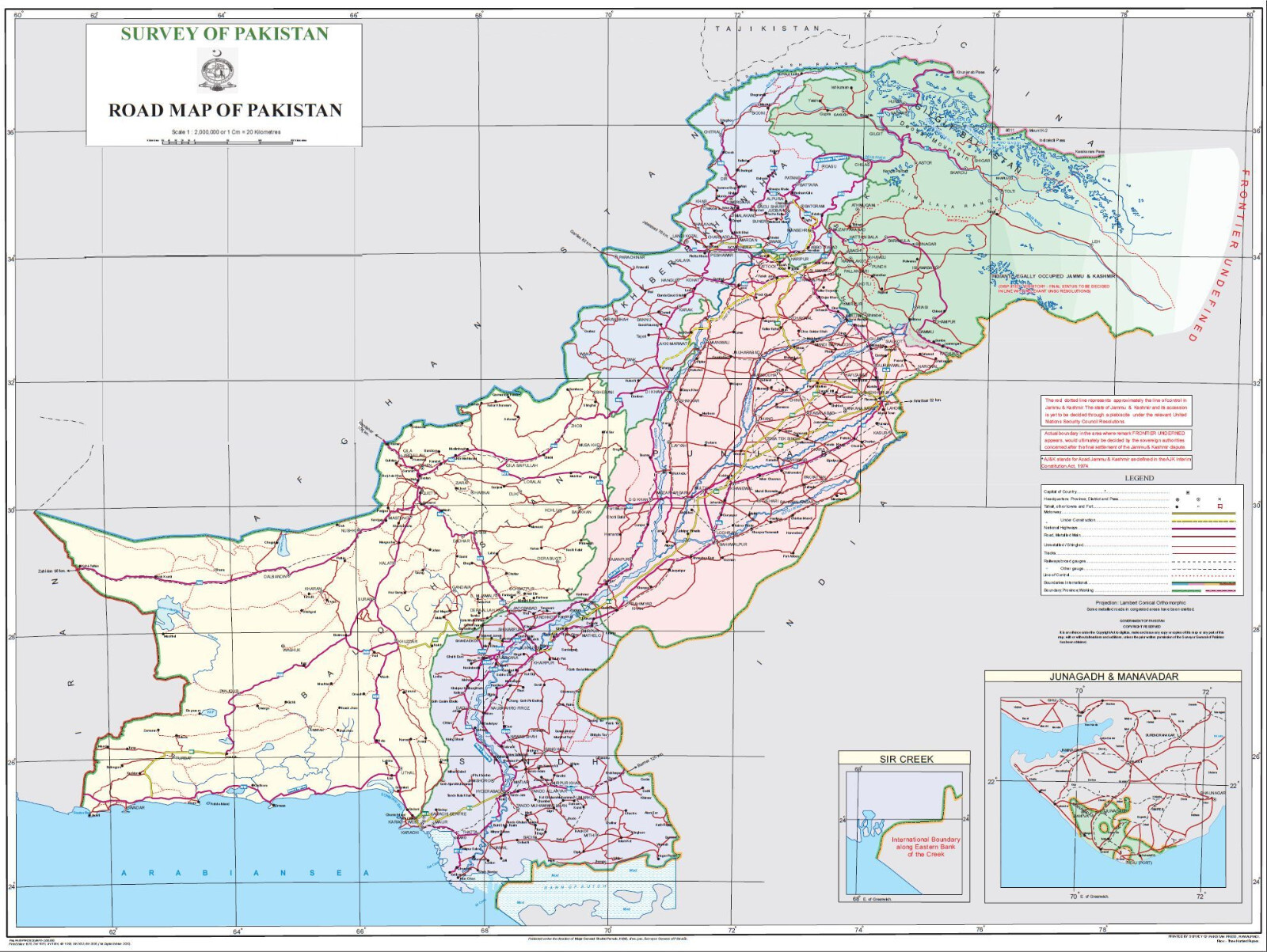 Official Road and Railroad Map of Pakistan - 1:2,000,000 - 2020 | eBay