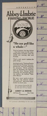 1916 ABBEY IMBRIE FISH TACKLE LURE ROD BAIT OUTDOOR SPORT HISTORIC AD A ...